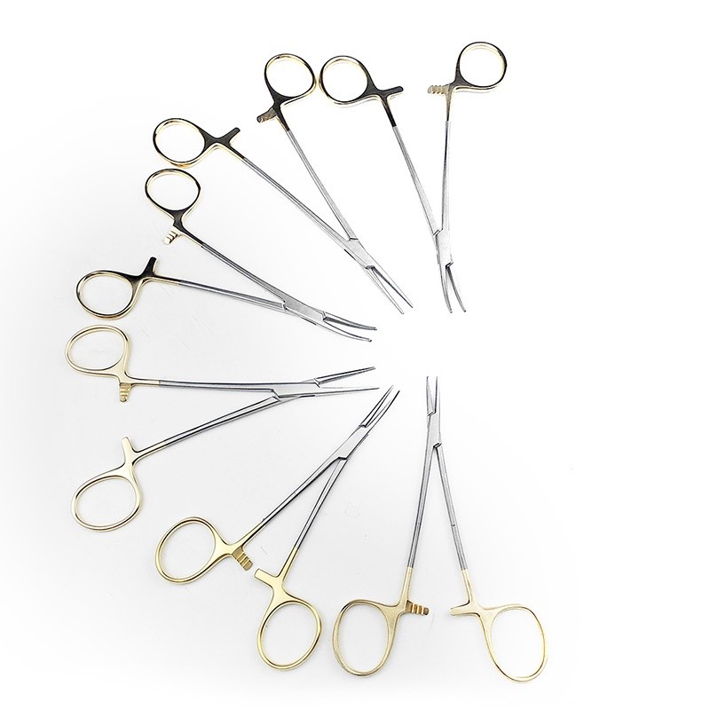 Stainless Steel Gold Handle Curved/Straight Forceps Locking Clamps ...