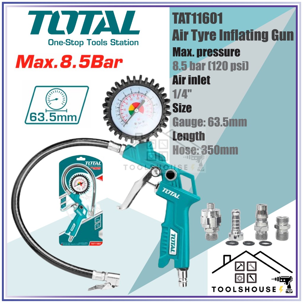 Total TAT11601 (8.5bar) / Wadfow WGA2612 (12bar) Air Tyre Inflating Gun ...