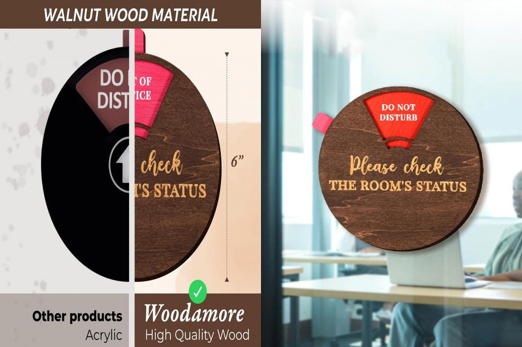 EDI Do Not Disturb Door Sign Handheld Fan Wooden Office Door Sign ...