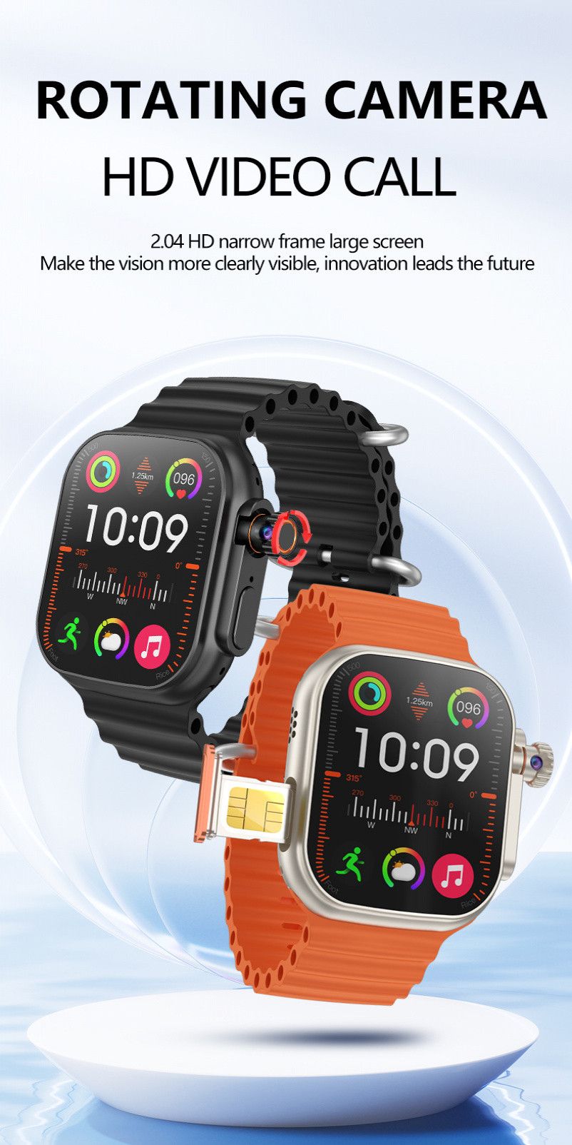 Cellular Version Watch Ultra2 Smart Watch SIM Card And WiFi 4G Android Smartwatch Camera B31 NFC ...