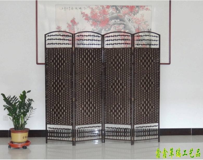 Straw Screen, Rattan Solid Wood Folding Screen Partition, Entrance Hall ...