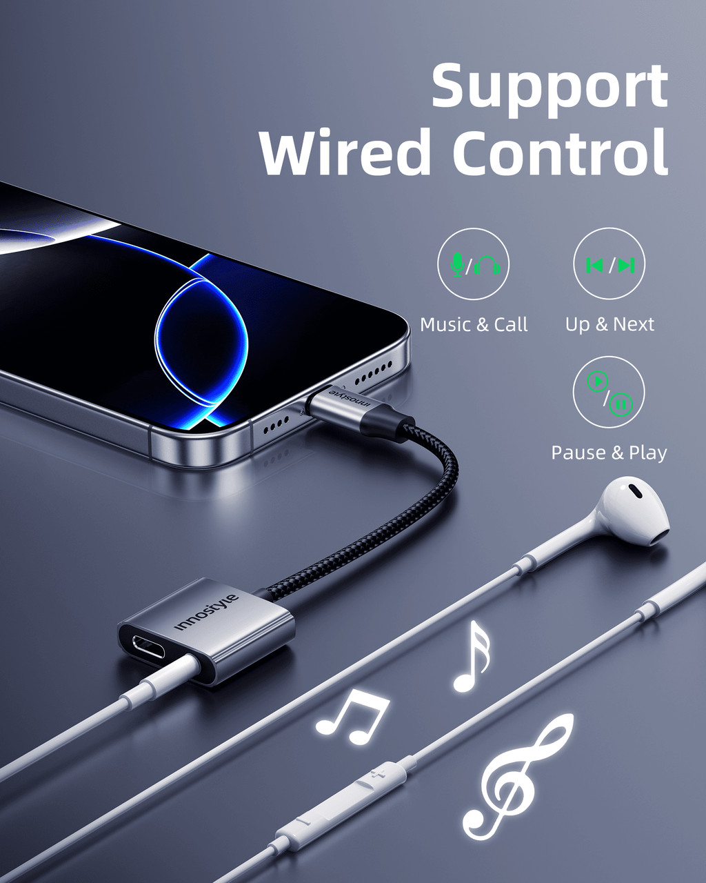 InnoStyle NexaLink 2 in 1 USB-C to USB-C PD60W & 3.5mm Audio Jack ...