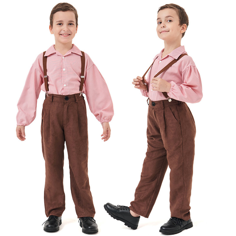Field Farmer Cosplay Costume For Kids European Boy Grey Shirt Blue ...