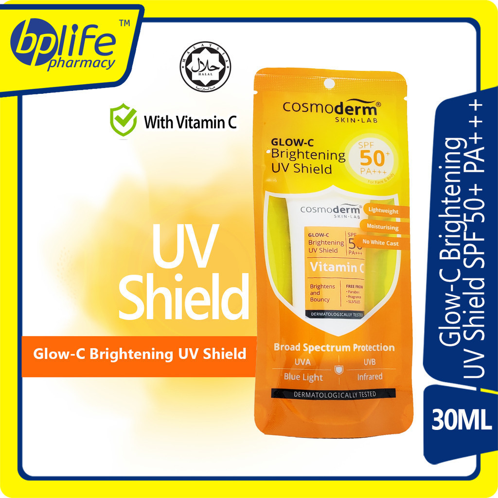 Cosmoderm Glow-C Brightening UV Shield SPF 50+ PA+++ 30ml | Shopee Malaysia