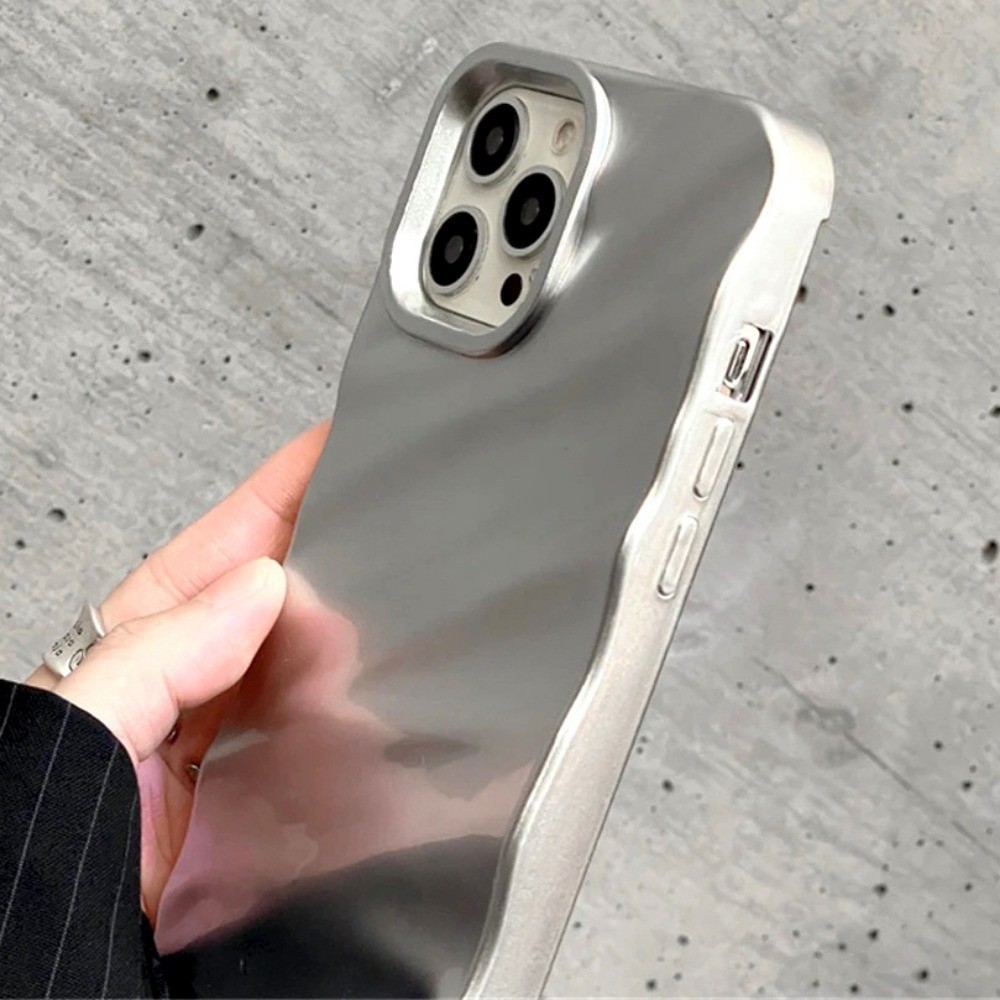 Luxury 3D Silver Water Ripple Phone Case for iPhone 17 Air 16 15 11 14 ...