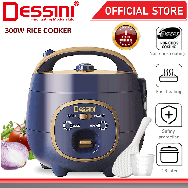 DESSINI ITALY 1.8L Electric Rice Cooker Non Stick Aluminium Inner Pot ...