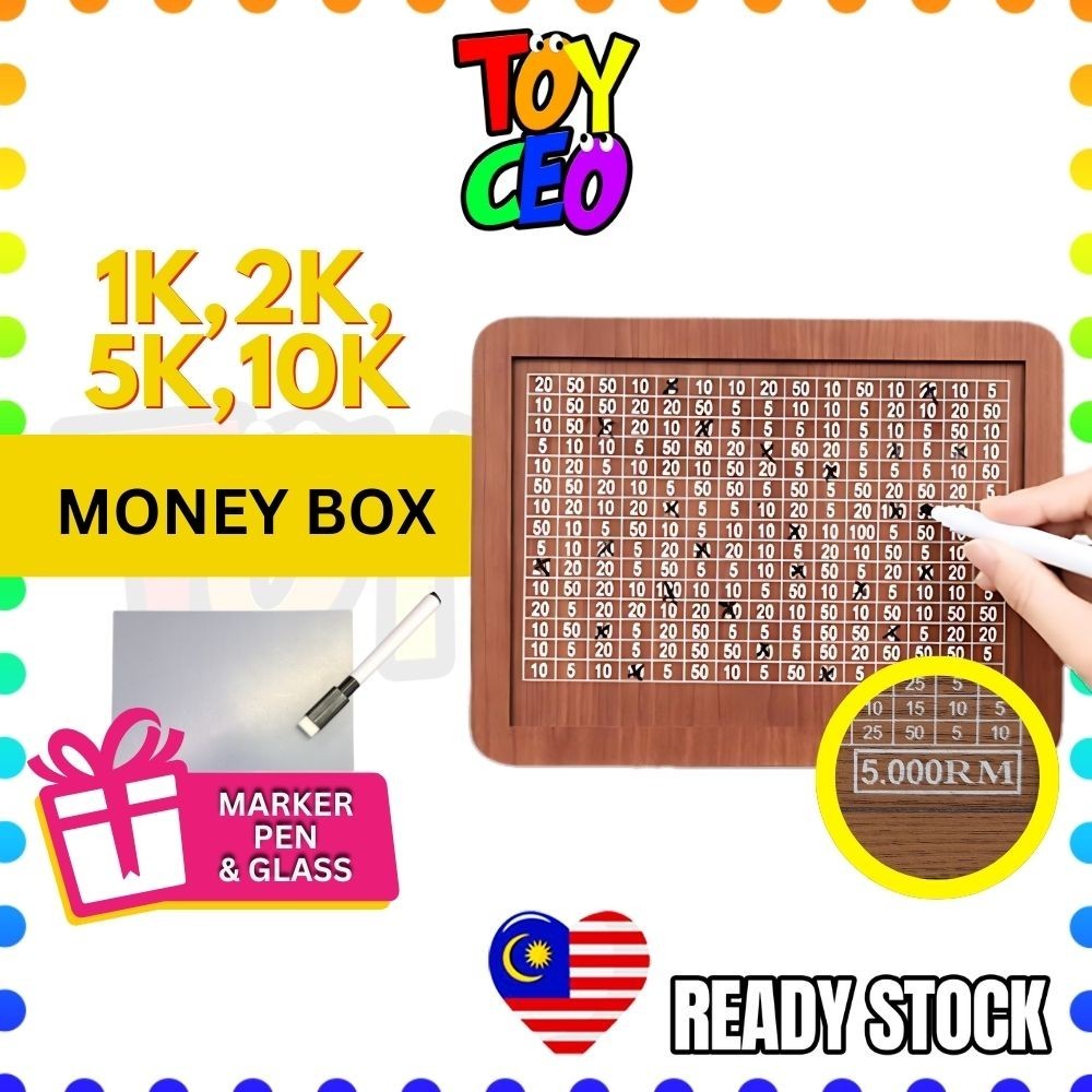 🧸ToyCEO🧸 Wood Money Box with number on the box, Tabung Duit, Saving ...