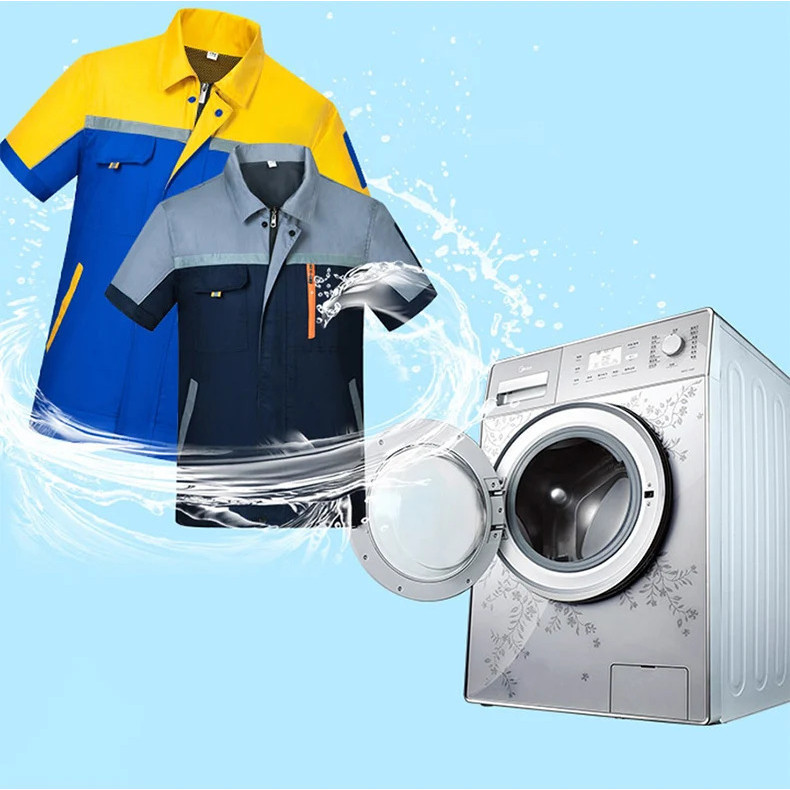 Mens Factory Work Shirt Uniform Long Sleeve Turn-down Collar Workwear ...