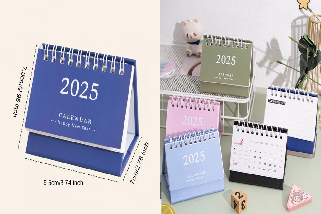 NTA Vertical Flip-top Calendar Triangular Folding Desk Calendar 2025 ...