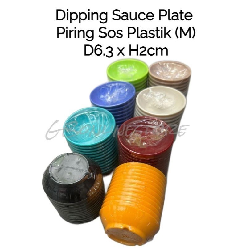 [12 PCS] Round Plastic Sauce Dish / Piring Sos Plastik / Dipping Sauce ...