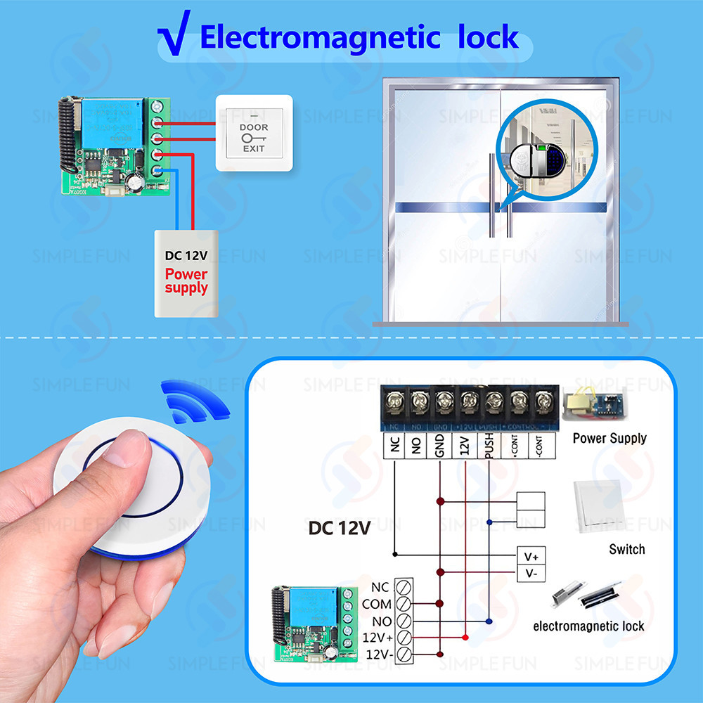 433Mhz Universal Wireless Remote Control Switch DC 12V 10A Relay,Mini ...