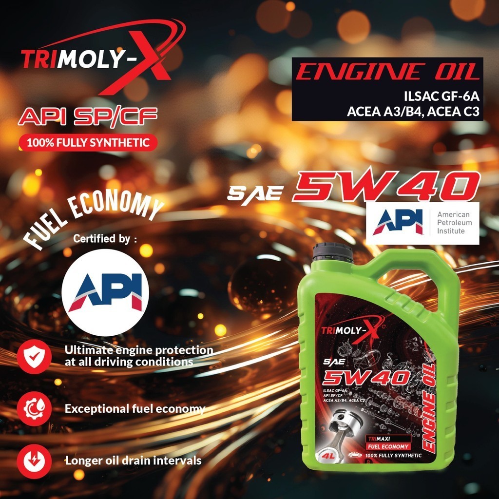 TRIMOLY-X TRIMOLYX 5W40 FULLY SYNTHETIC ENGINE OIL SP/CF 4L Car ...
