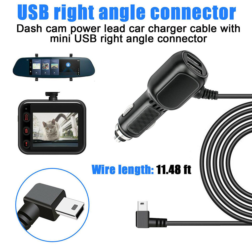 5V 2A Car Charger Dual USB Port Micro/Mini USB Cable for Dash Cam ...