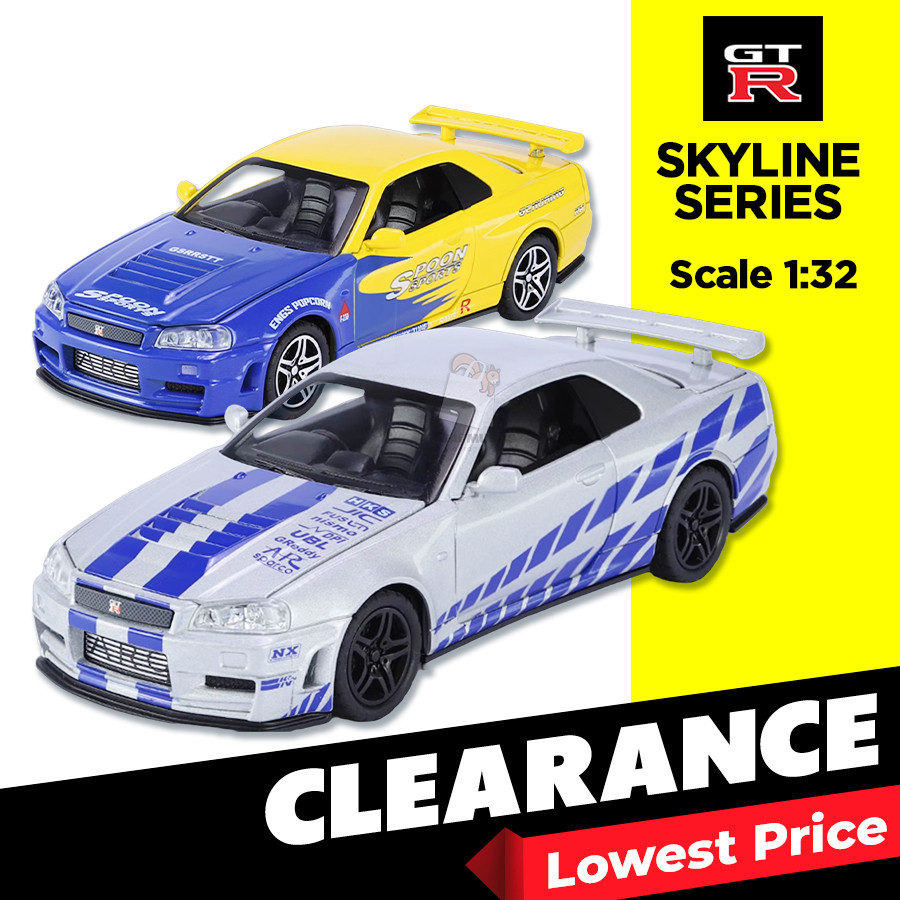 Kereta mainan diecast Nissan SKYLINE GTR R34 1:32 Original Alloy Models ...