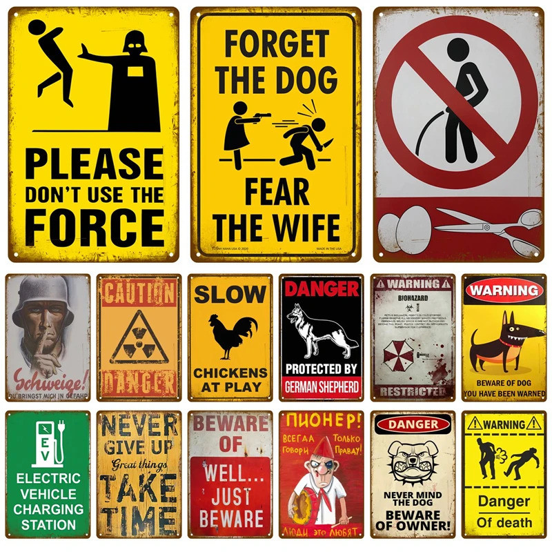 Caution Warning Metal Sign For Safety Signs Danger Beware Tin Sign ...