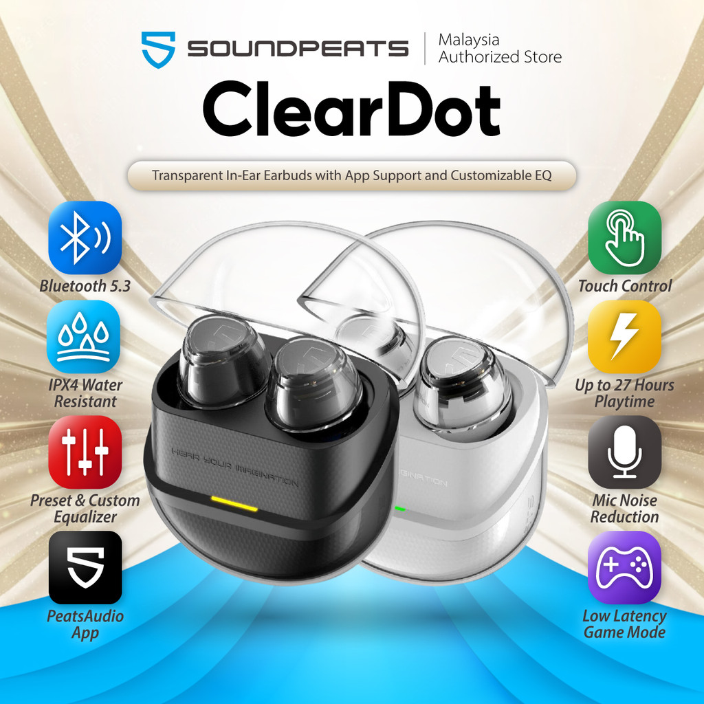 SoundPEATS Clear Dot Transparent Series Bluetooth 5.3 Earbuds with ENC ...