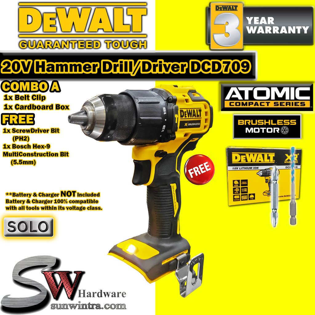 DeWalt ATOMIC™ 20V MAX* 13mm Cordless Impact Drill Driver Hammer Drill ...
