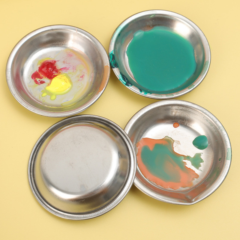 Stainless Steel Watercolors Paint Dish - Small Round Paint Tray - Pour ...