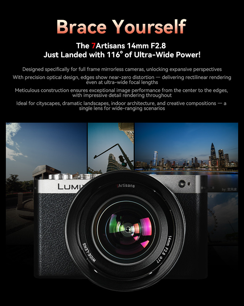 7artisans 14mm F2.8 Ultimate Full Frame Ultra-wide Angle Lens Near-zero ...