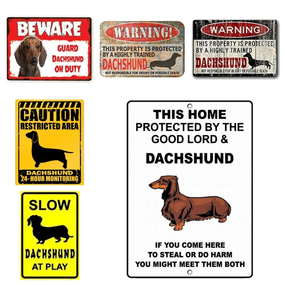 Vintage Decorative Metal Tin Sign Caution Restricted Area Dachshund 24 ...