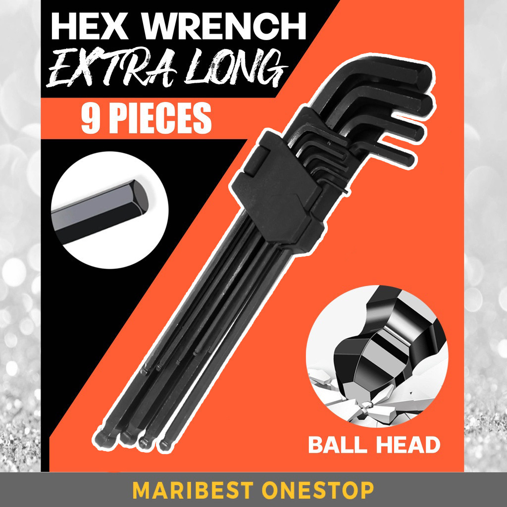 9PCS Allen Key 9pcs Durable Wrench Ball Point Head Allen Hex Key Set Metric Type Motorcycle ...