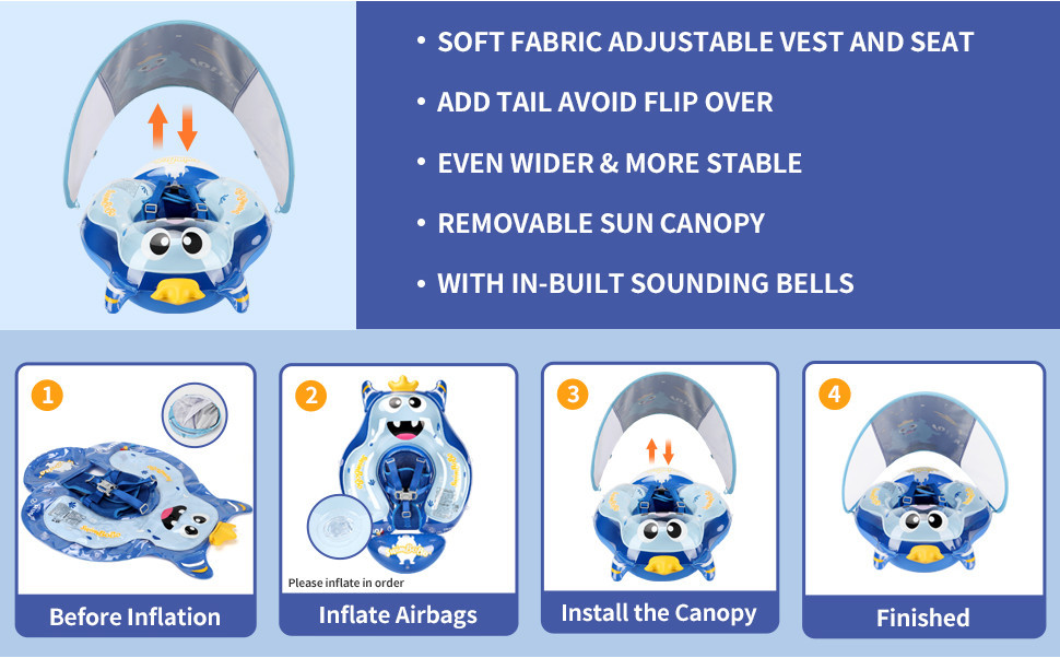 [New]Swimbobo Baby Pool Float Inflatable Transparent Monster Infant ...