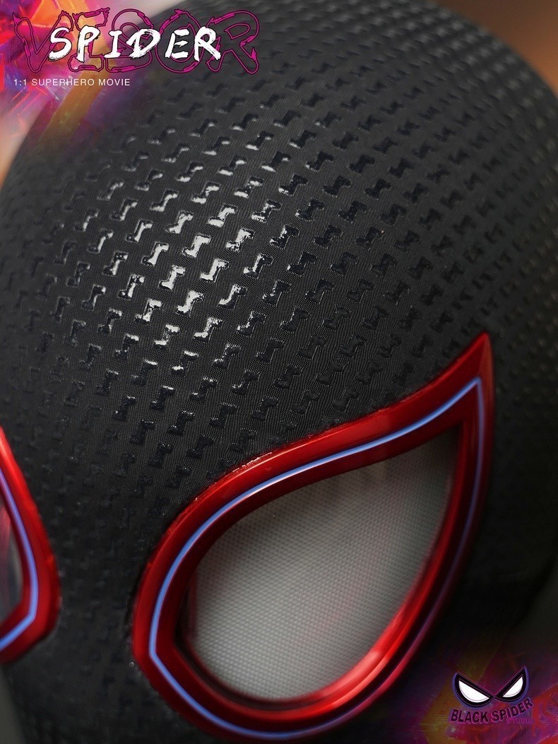 Miles Spider Man Headset with Movable Eyes Glowing Electric Blink Mask ...