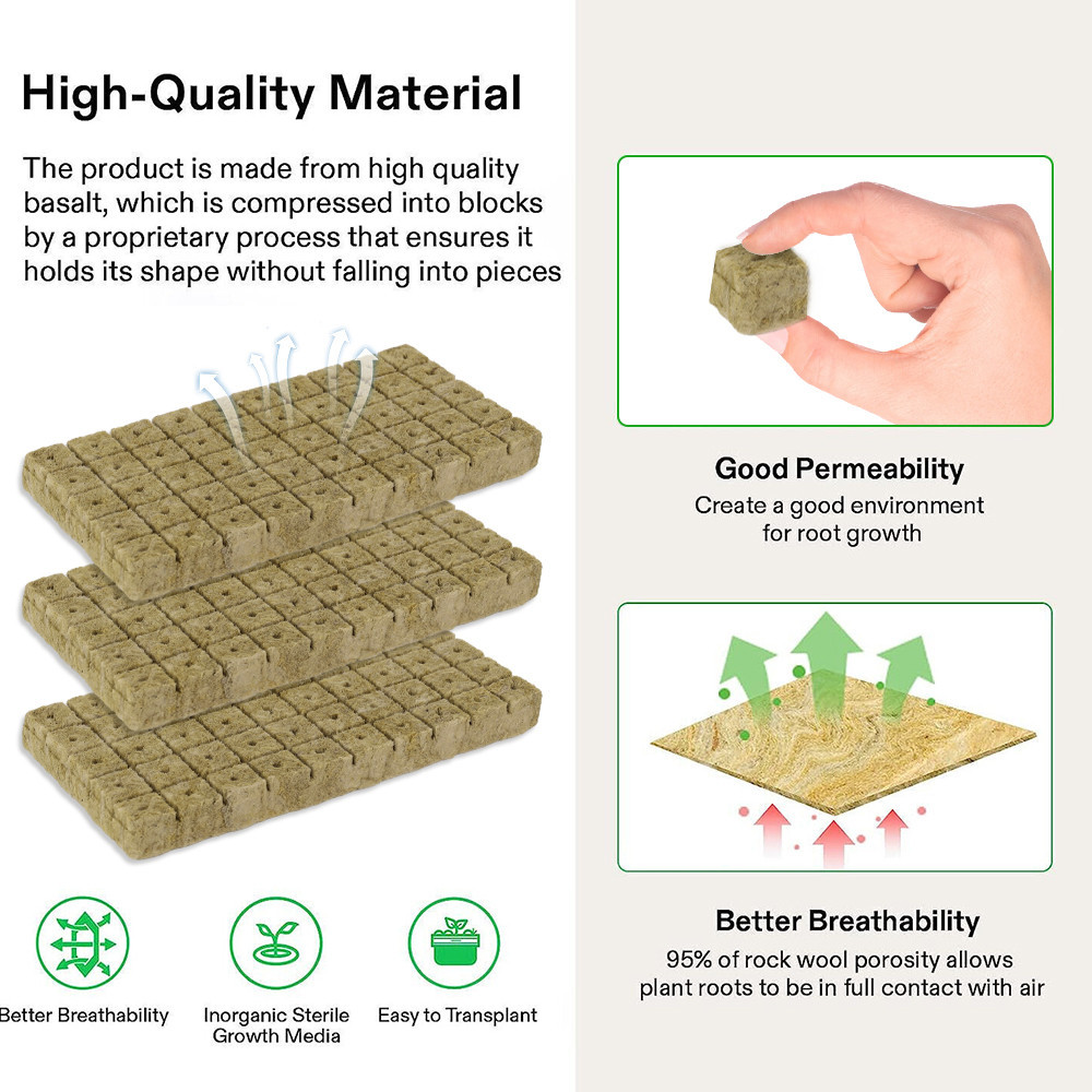 50/100/200PCS Planting Sponge Rock Wool Starter Plugs - Hydroponic Grow ...