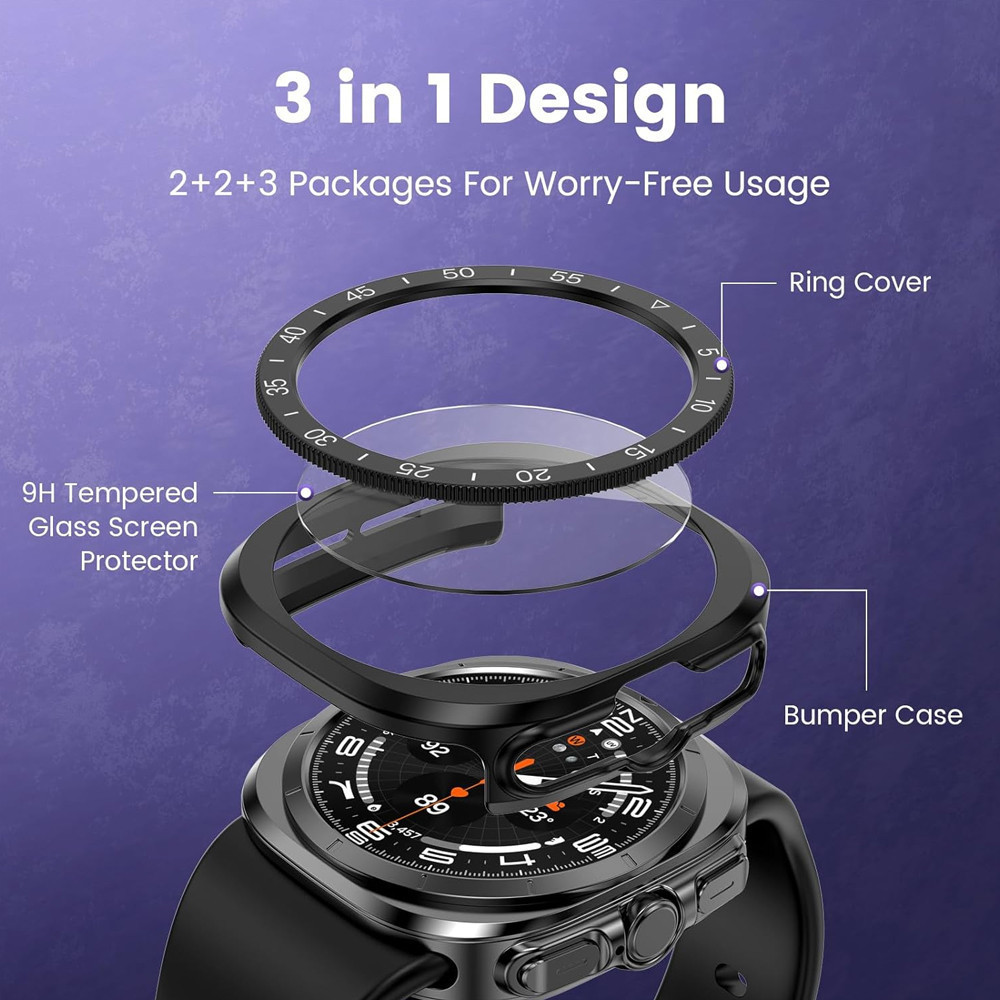 3 in1 For Samsung Galaxy Watch 7 Ultra 47mm Tempered Glass Screen ...