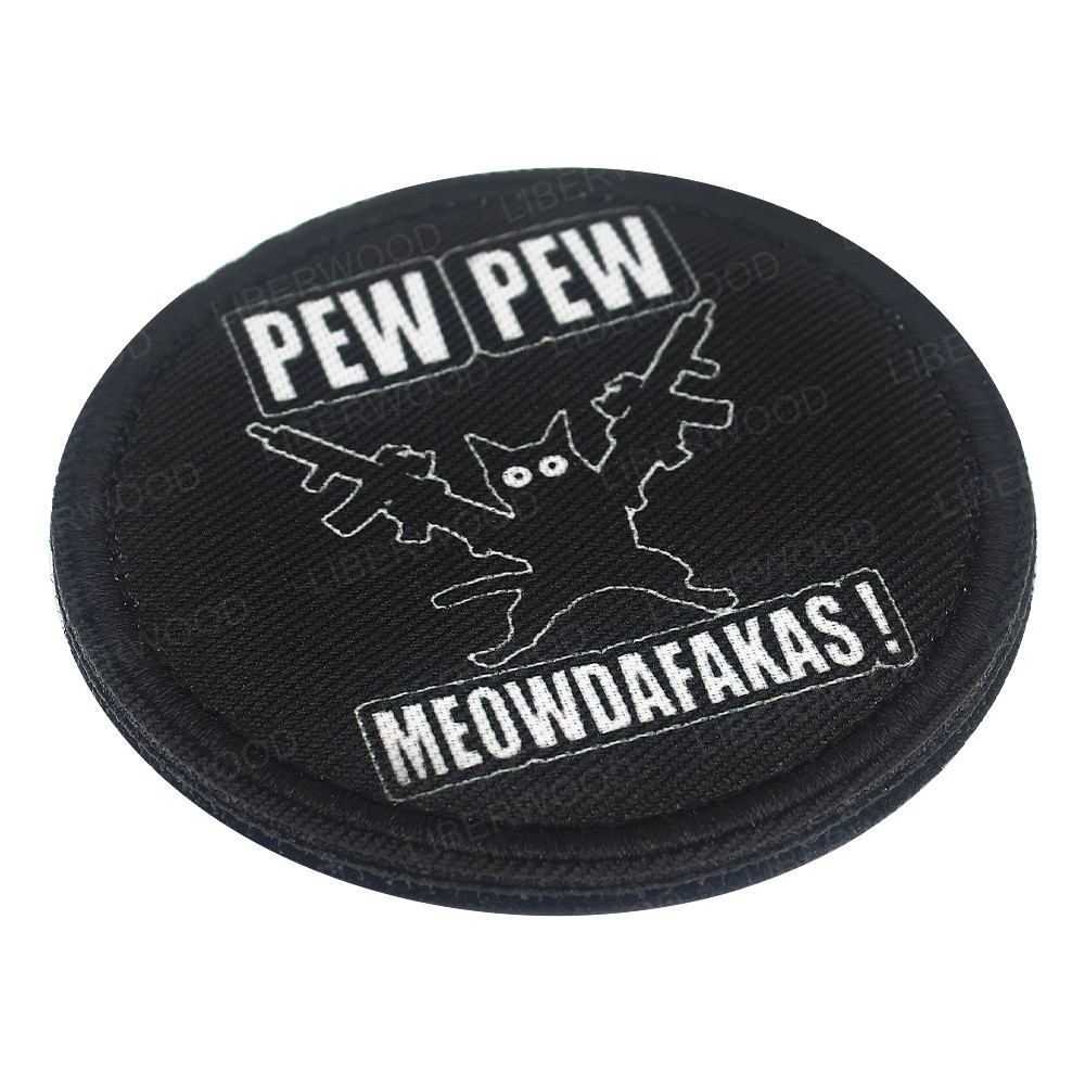 PEW PEW Madafakas Funny Meme Gun Cat Patches for Hats, Vests, Jeans ...