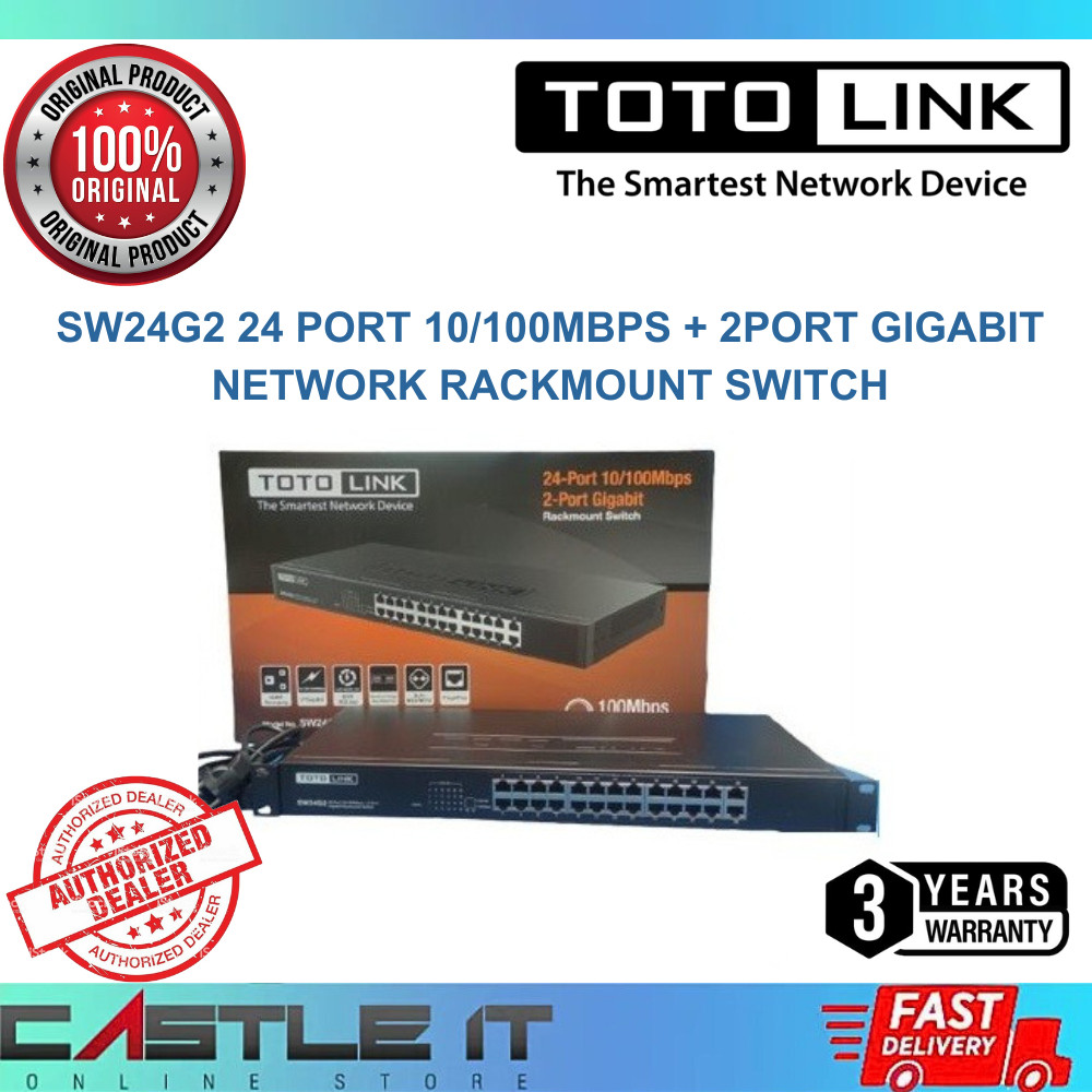 TOTOLINK SW24G2 24 PORT 10/100mbps + 2port Gigabit Network Rackmount ...