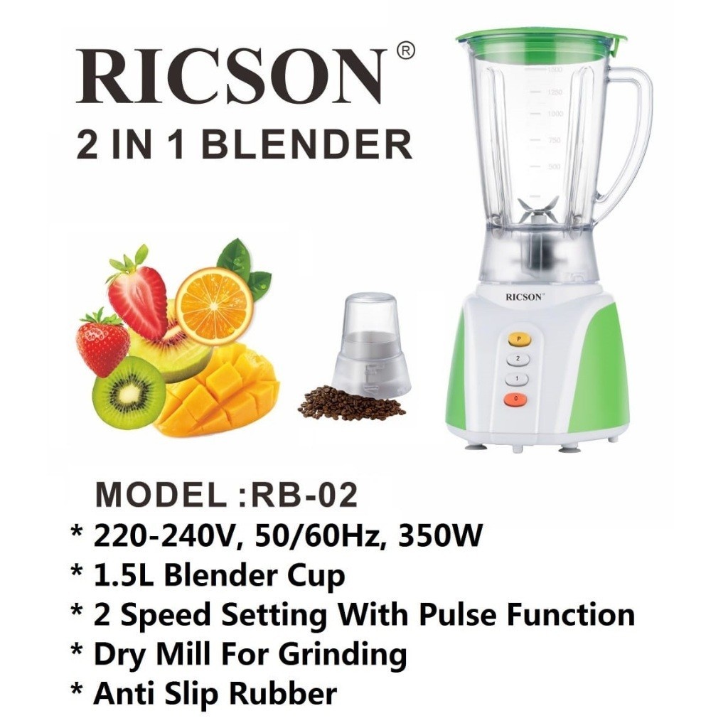 RICSON Set Blender Mixer Jug 2 in 1 with Dry Mill Cup Blender Jug ...
