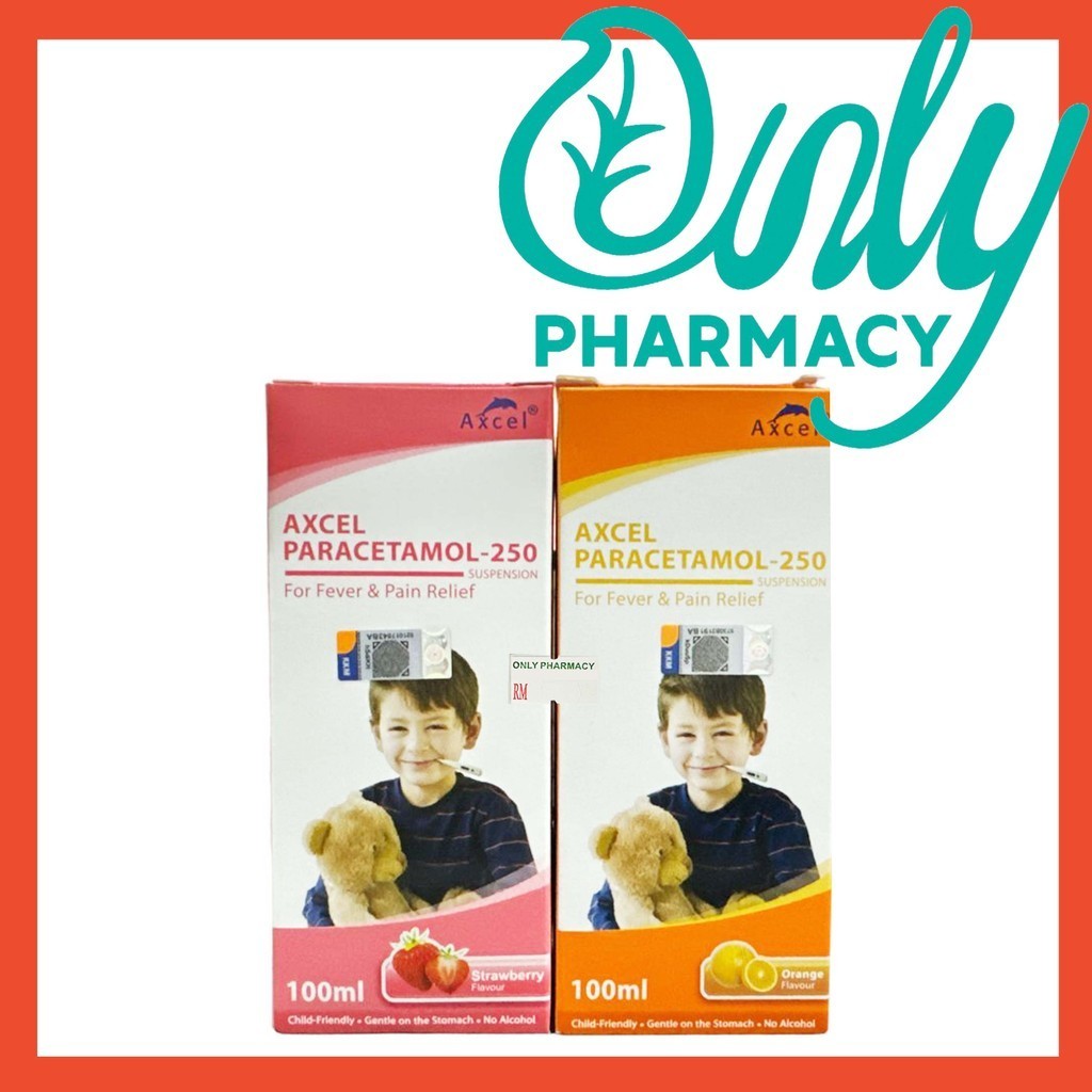 Axcel Paracetamol-250 Suspension 100ml (Strawberry or Orange) | Shopee ...