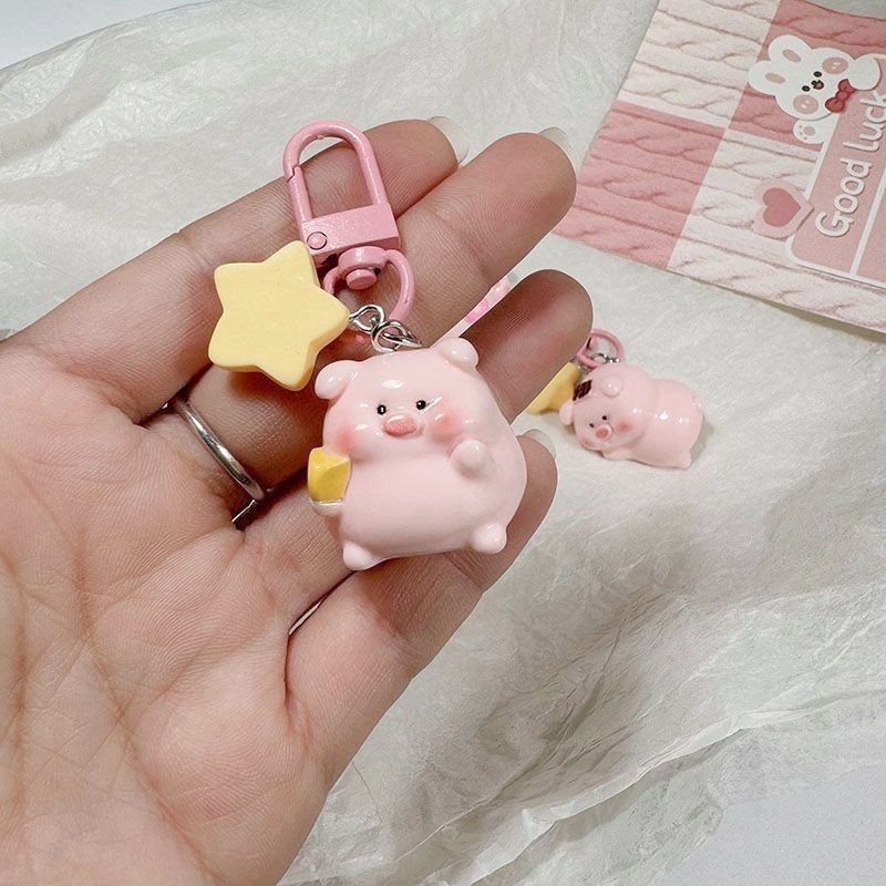 Pink Piggy Keychain Cute Cartoon Keyrings Friends Gift Supplies ...