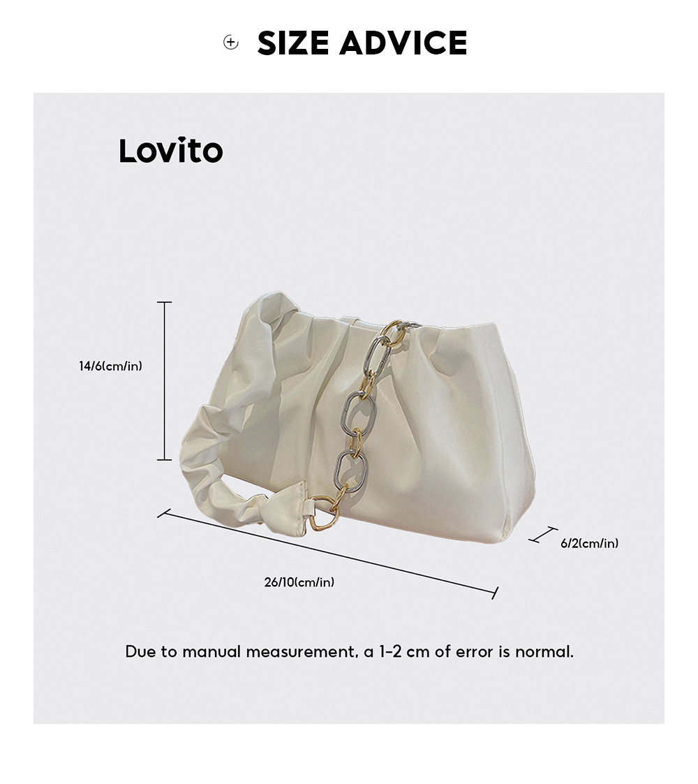 Lovito Casual Plain Ruched Bags for Women LNA13019 (White/Yellow/Black ...