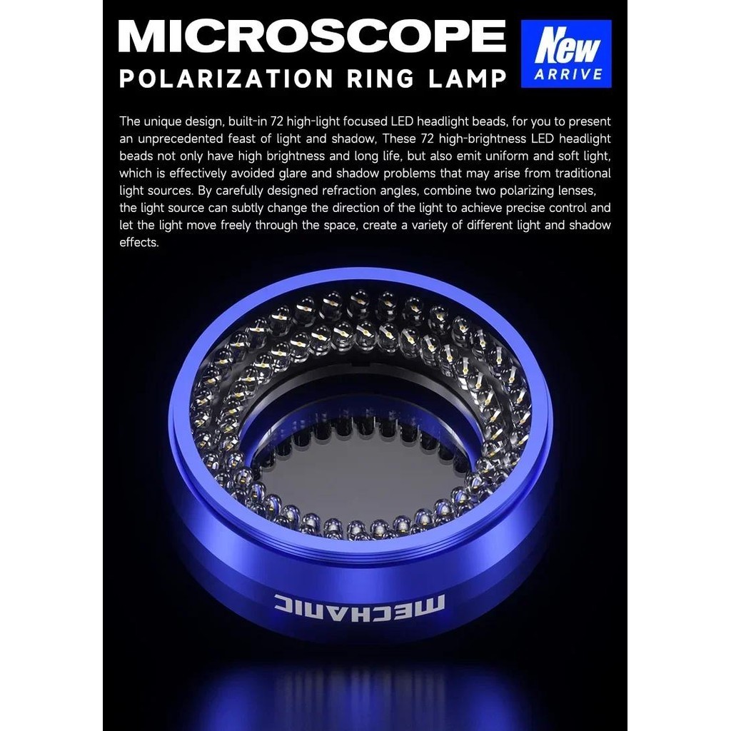 Mechanic LS720 Microscope Ring Light Polarized Ring Light Eliminates ...