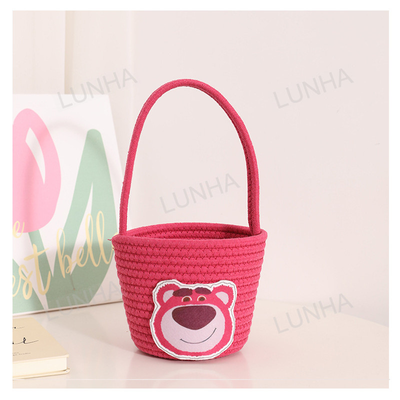Women's Handbag Cotton Thread Woven Tote Bucket Bag Adorable Cartoon ...