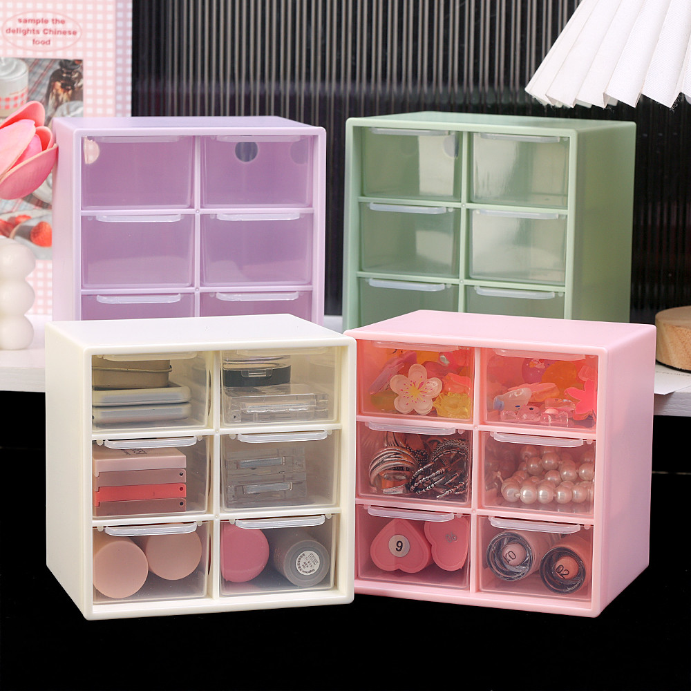 Mini Transparent Storage Box - Desktop 6 Grids Sundries Stationery ...