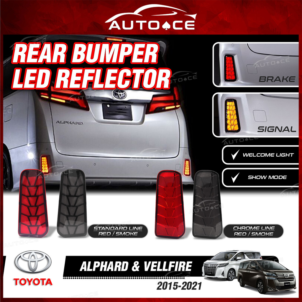 Toyota Vellfire Alphard ANH30 Bumper Chrome Line Rear Reflector led ...