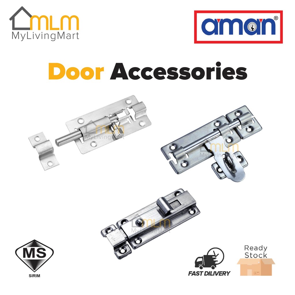 AMAN Stainless Steel Door Bolts Latch Slug Sliding Door Lock Door Slide Latch Bolt Padbolt ...