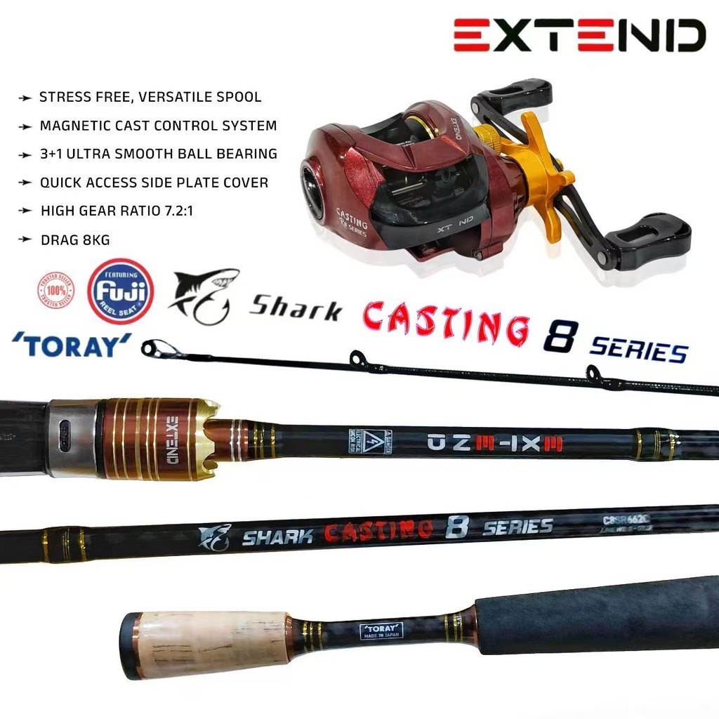 EXTEND SHARK CASTING 8 SERIES/ CASTING R8 SERIES REEL SET (ROD & REEL ...
