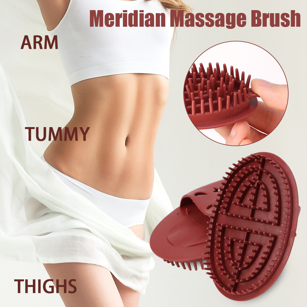 Brown Hand-Held Meridian Massage Brush / SPA Scraping Leg Massage Board / Back Guasha Bath ...