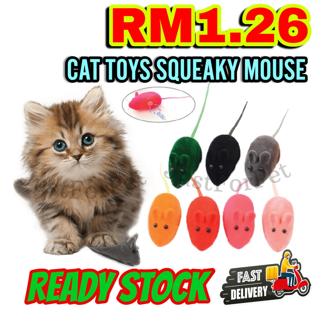 𝐋𝐎𝐂𝐀𝐋 𝐒𝐓𝐎𝐂𝐊 Cat Toys Rubber Squeaky Mouse /Mainan Kucing (RANDOM COLOR ...