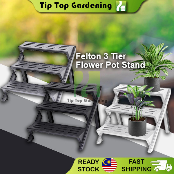 Lapik Tapak Pasu Bunga Rak Pasu / Felton 3 Tier Flower Pot Stand Flower ...