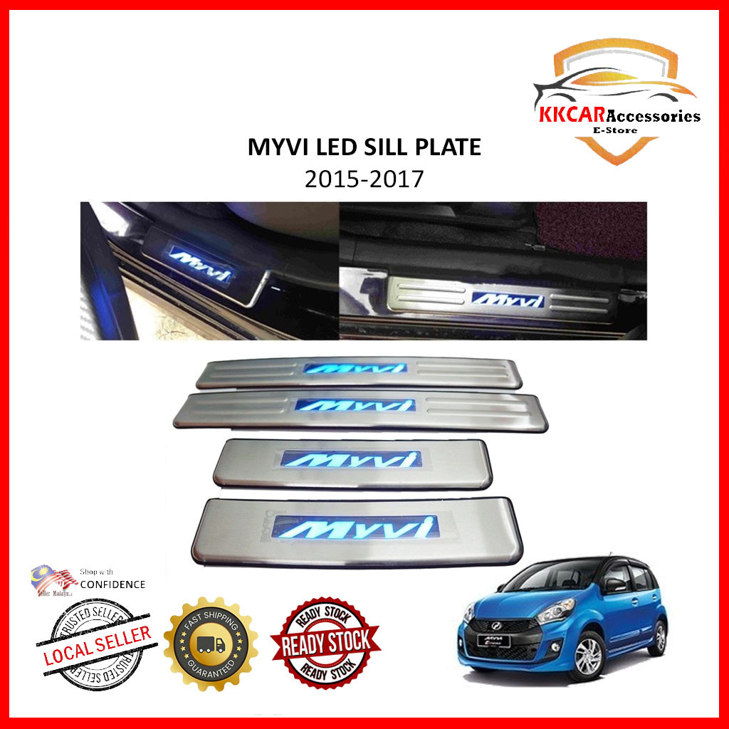 Perodua Myvi LED Side Sill Plate Door Steps Side Step Stainless Steel ...