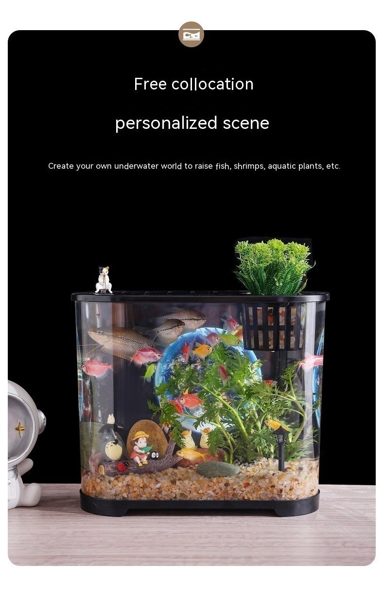 Aquarium Fish Tank Desktop HD Transparent Ecological Betta Fish Tank ...