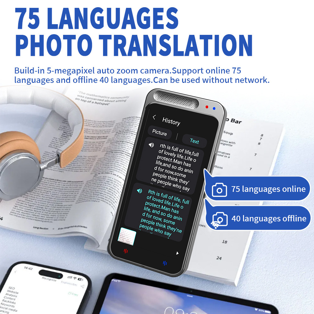 138 Languages Z6 Portable Smart Voice Translator Real-time Multi ...