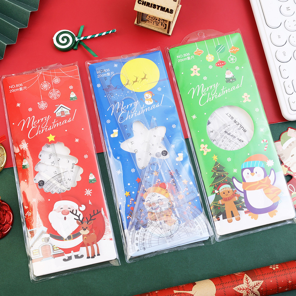 2 Sets Merry Christmas Kids Drawing Ruler Learning Stationery - Math ...