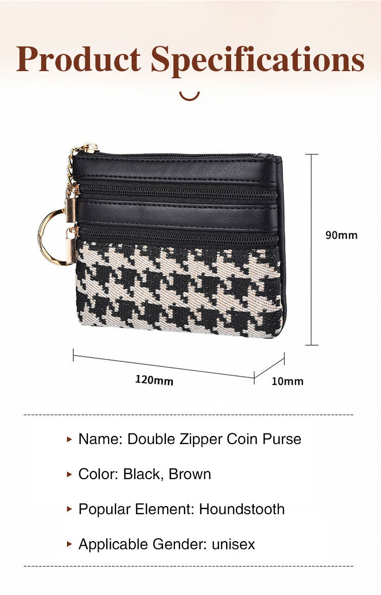 Metal ring zipper handle coin purse Wallet Small items Double Zipper ...