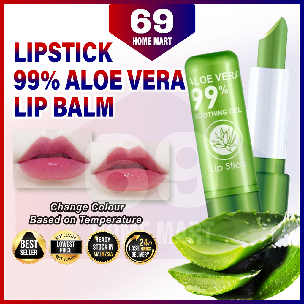 Lipstick 99% aloe vera Lip Balm Temperature Change Suhu Badan变色护唇膏 Lips ...